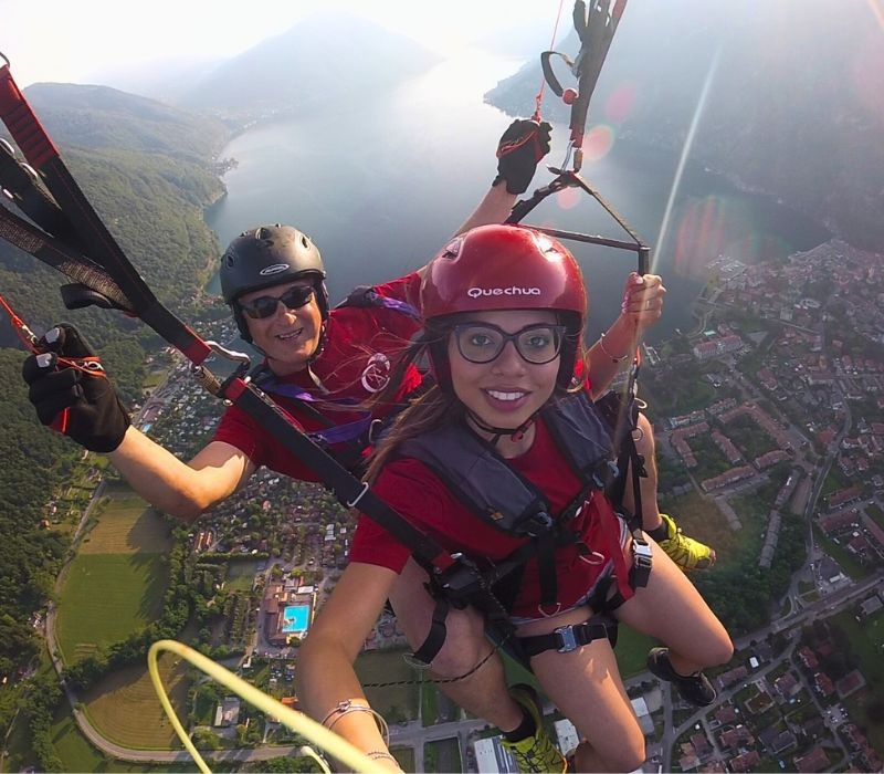 Tandem Paragliding Flight in Carlazzo, three lakes view